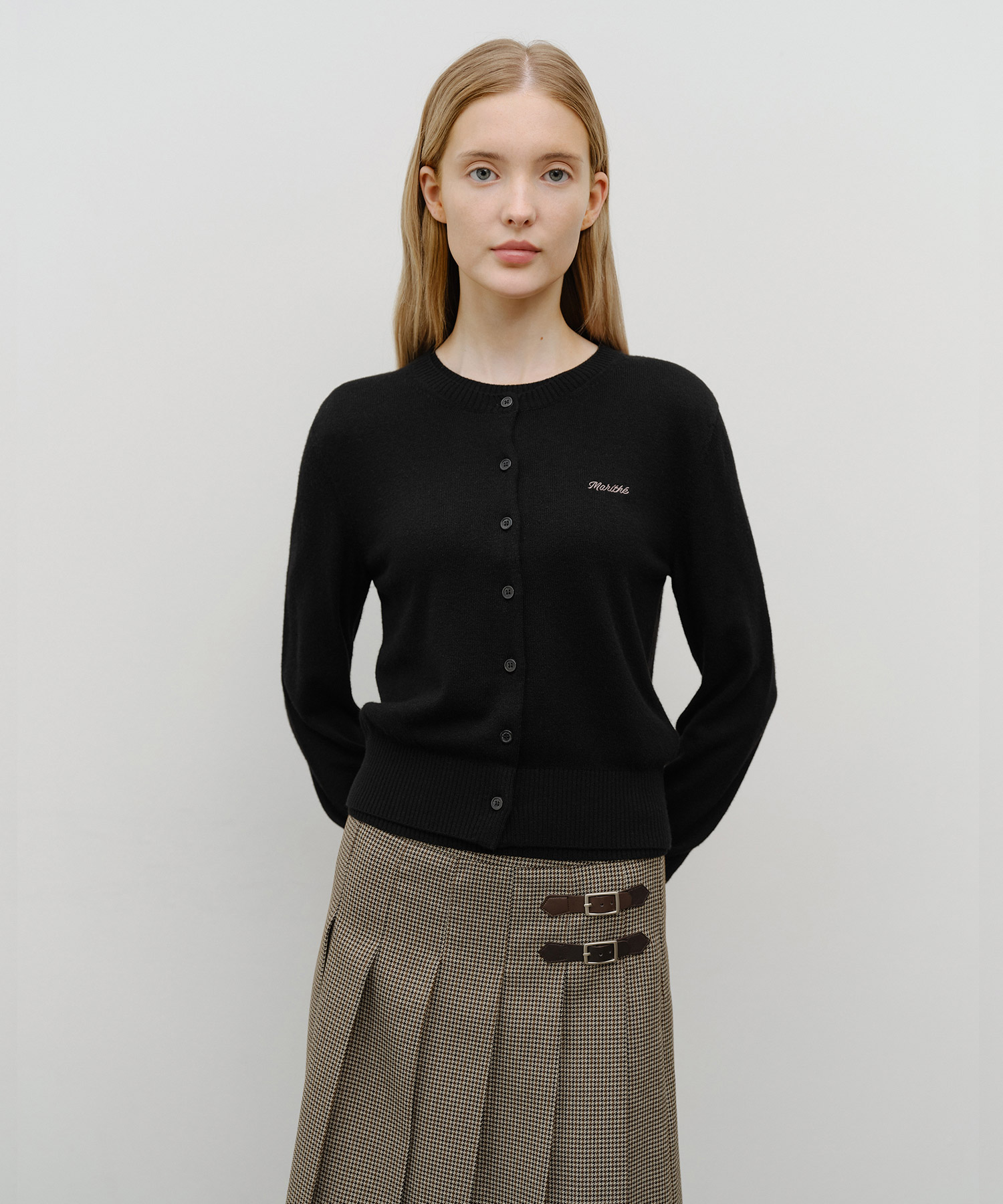 W HALF KNIT ROUND NECK CARDIGAN SET UP black - MARITHÉ+FRANҪOIS GIRBAUD
