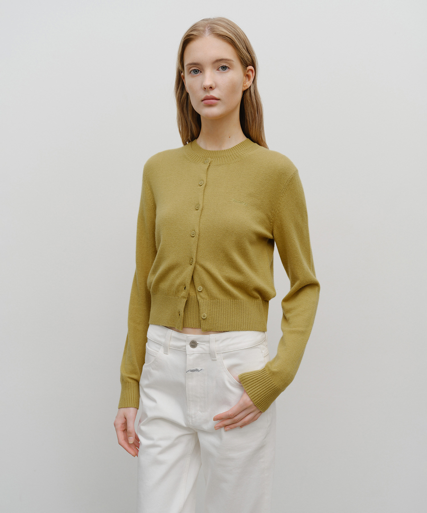 W HALF KNIT ROUND NECK CARDIGAN SET UP olive - MARITHÉ+FRANҪOIS GIRBAUD