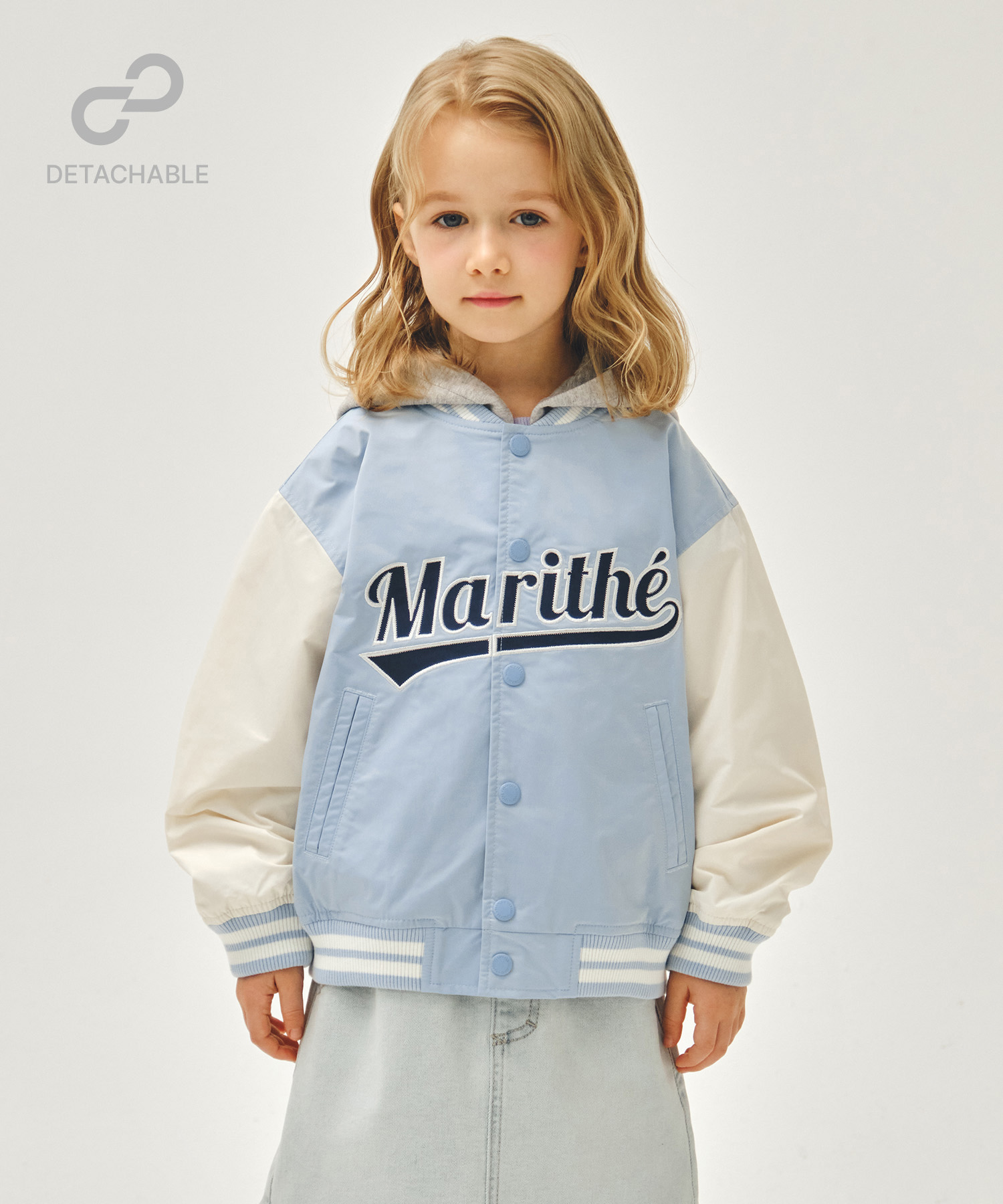 KIDS DETACHABLE BASEBALL JACKET light blue - MARITHÉ+FRANҪOIS GIRBAUD